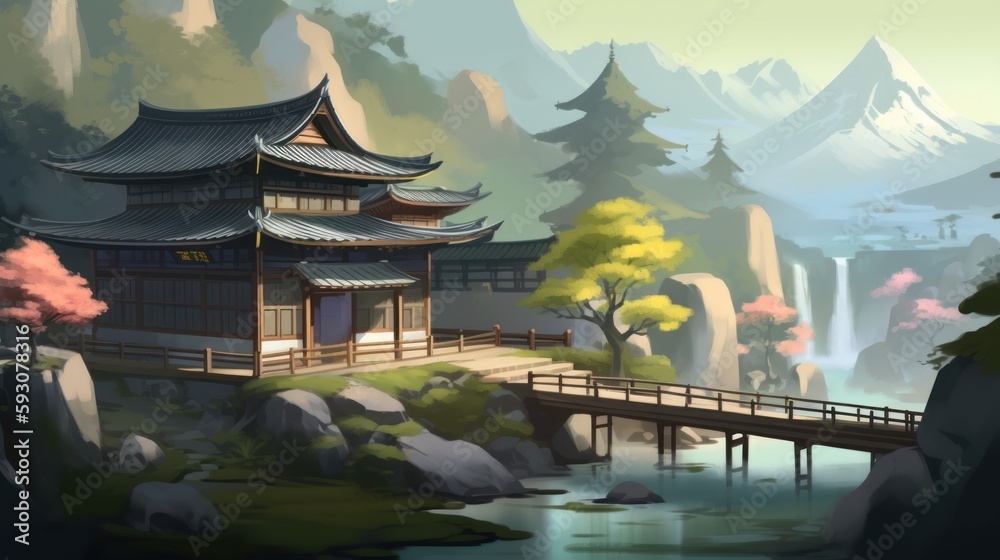 Japan Game Art Background Stock Illustration | Adobe Stock