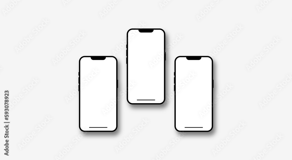 High quality realistic trendy no frame smartphone with blank white ...