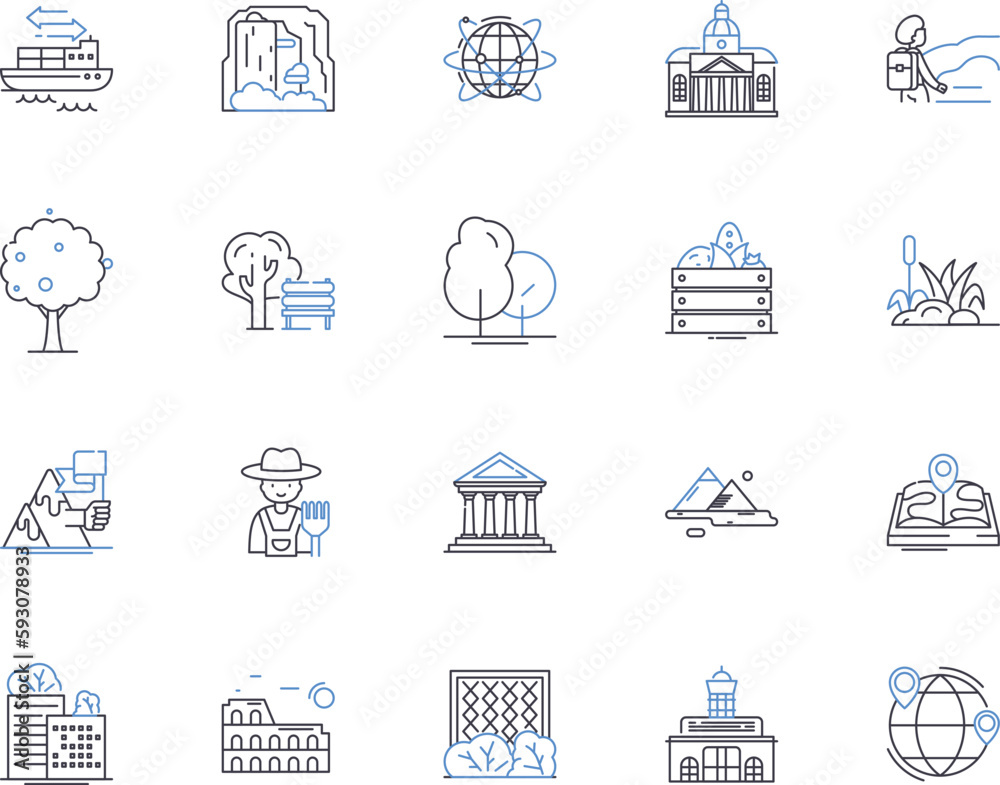 Landscapes and gardens outline icons collection. Landscapes, Gardens ...