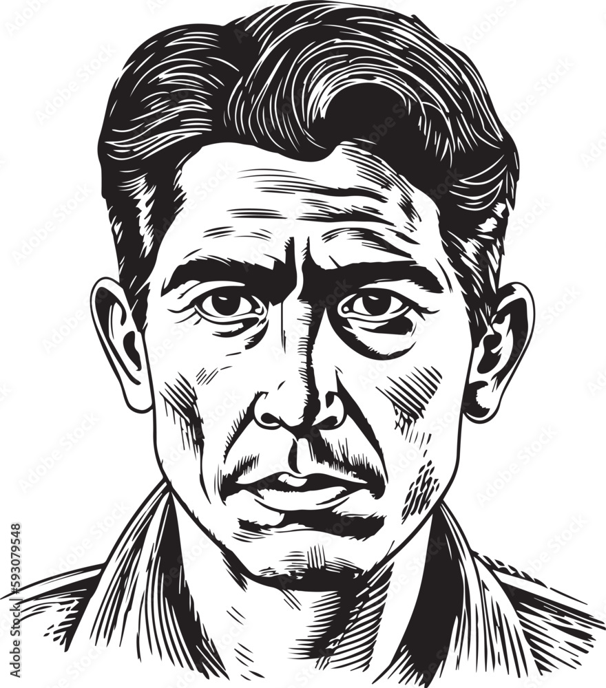 Vintage Mexican man with mustache 60s style young man . Retro comics ...