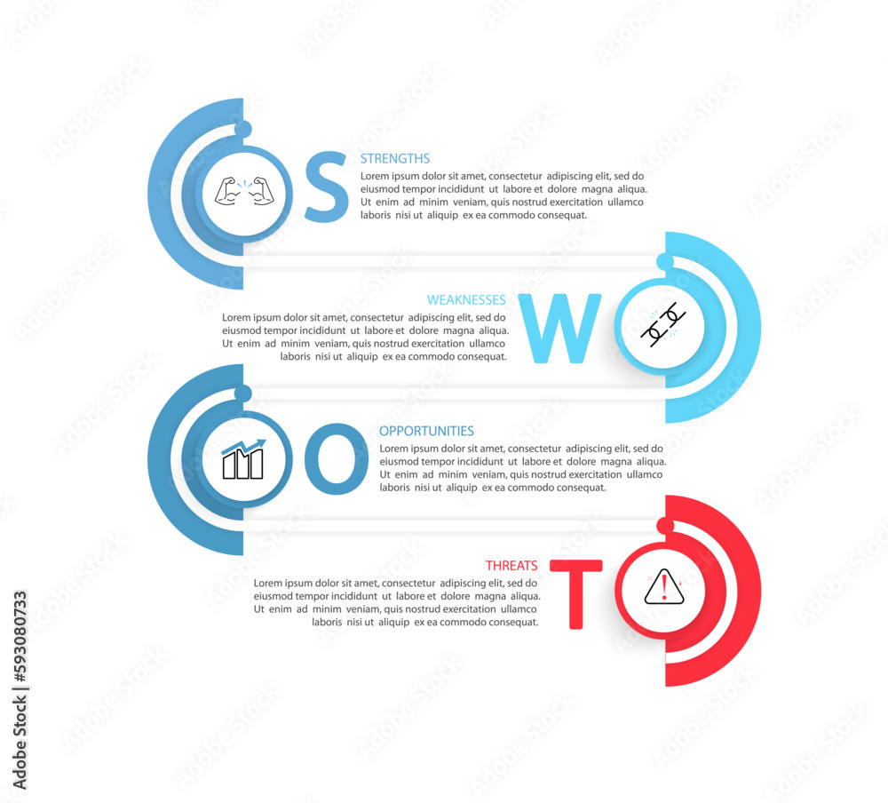 Swot infographic analysis template. strength,weakness,opportunities ...