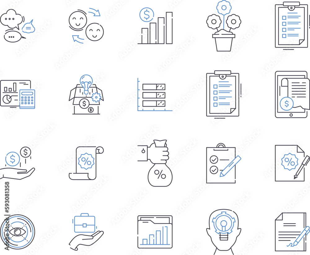 Assessment and audit outline icons collection. Auditing, Assessing ...