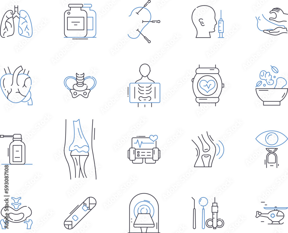 Health tech outline icons collection. Healthtech, Healthcare ...