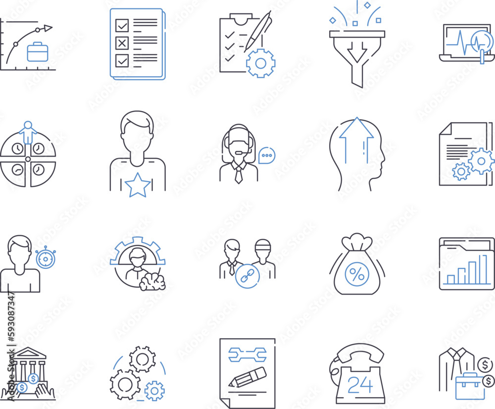 Organizational culture outline icons collection. Organizational ...