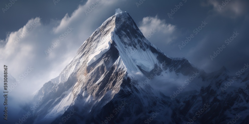 snow covered mountain peak representing resilience and majesty of our ...