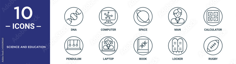 science and education outline icon set includes thin line dna, space ...