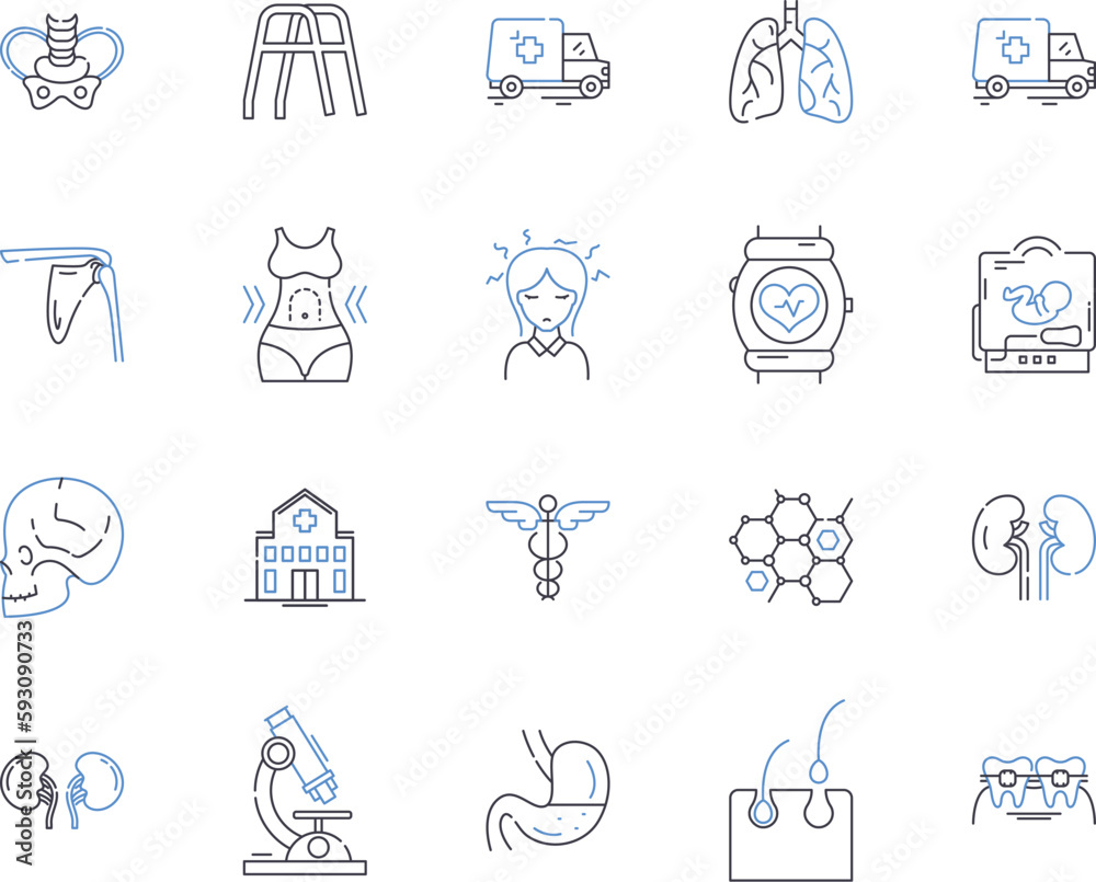 Health examination outline icons collection. Checkup, Assessment ...
