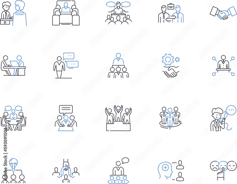 Relationship outline icons collection. Partnership, Friendship, Bonding ...