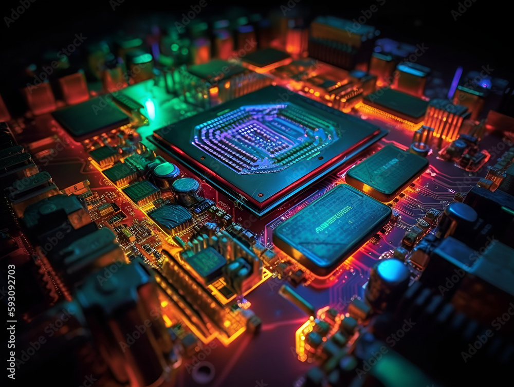 Colorful gaming circuit board created by Generative AI Stock ...