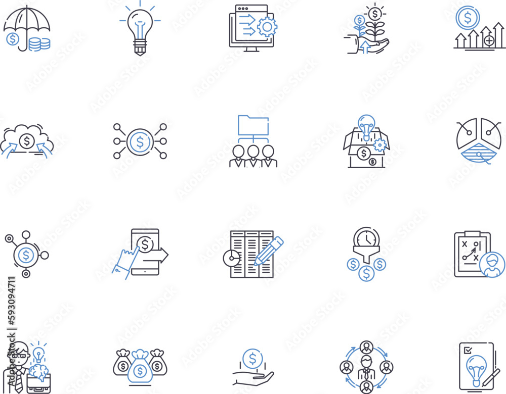 Business valuation outline icons collection. Business, Valuation ...