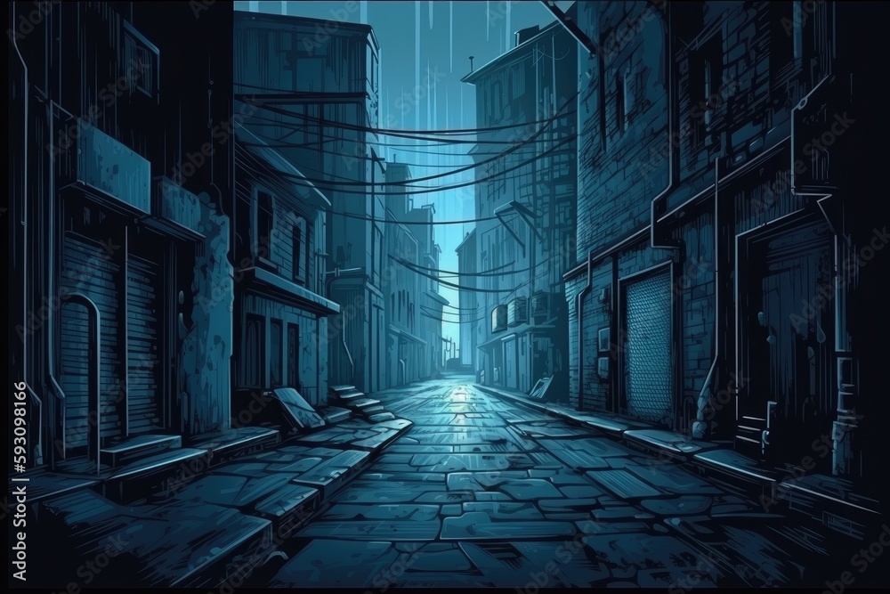 mysterious alley with a bench as the focal point. Generative AI ...
