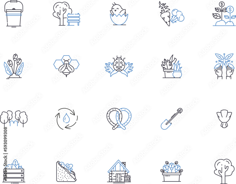 Vetor do Stock: Agriculture outline icons collection. Farming, Cropping ...