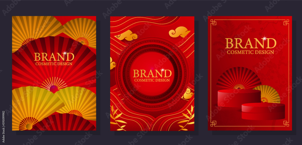 Chinese brand banners set. Collection of posters or banners for website ...