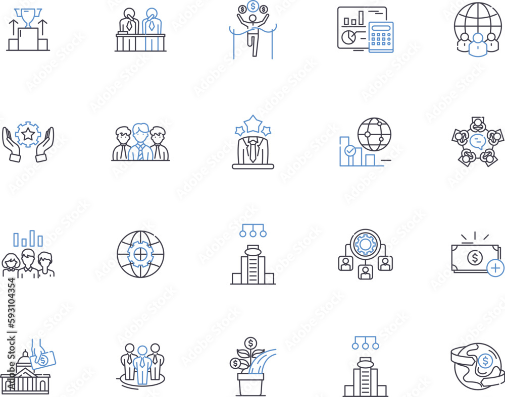 Globalization Outline Icons Collection Internationalization Interconnection Connection