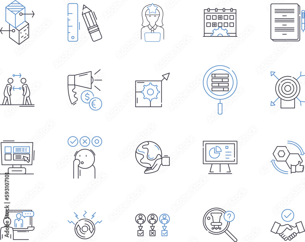 Partnership relation outline icons collection. Alliance, Cooperation ...
