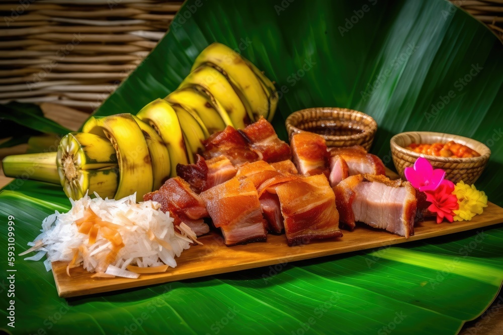 a picture of the newly prepared Filipino dish lechon pig belly, also ...