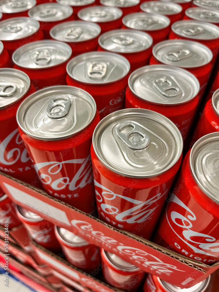 GERMANY - APR 15, 2023: Multiple cans of Coca-Cola Original Taste ...