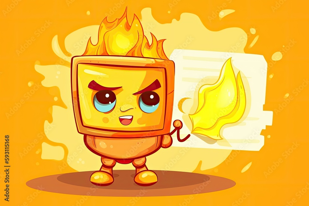 cartoon character holding a fire extinguisher ready to put out a fire ...