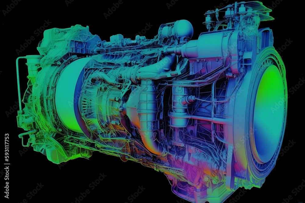 a mechanical engineering image showing the design of an engine turbine ...
