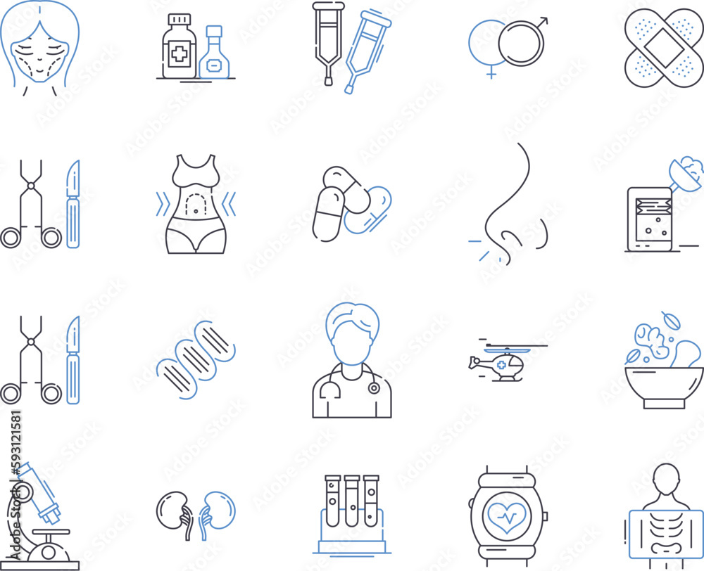 Health examination outline icons collection. Checkup, Assessment ...
