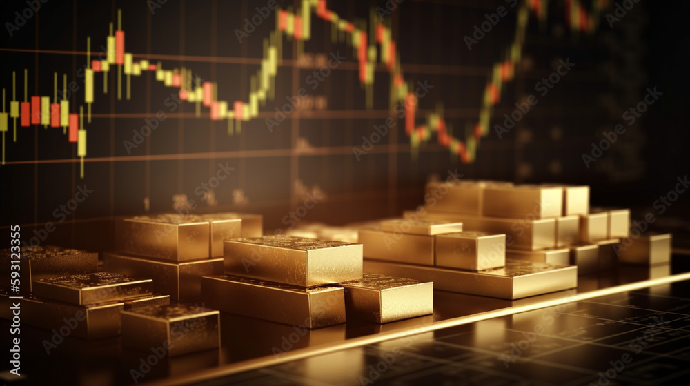 Gold trade chart stock analysis on growth financial business money ...