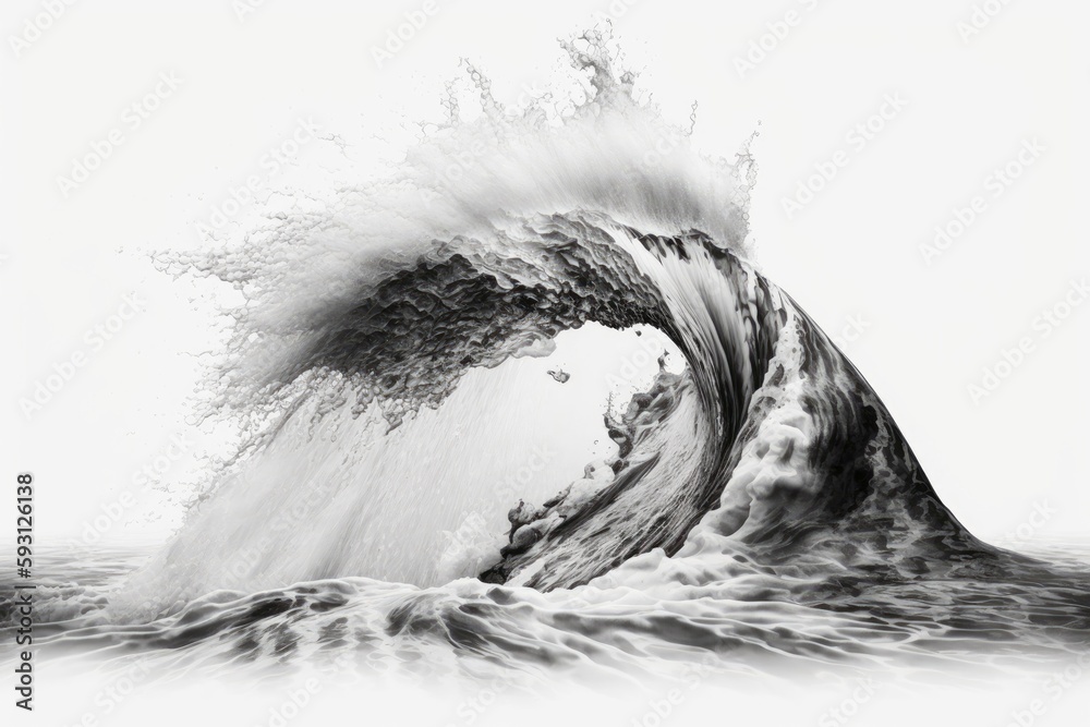 powerful water flow over a solitary white background. Generative AI ...
