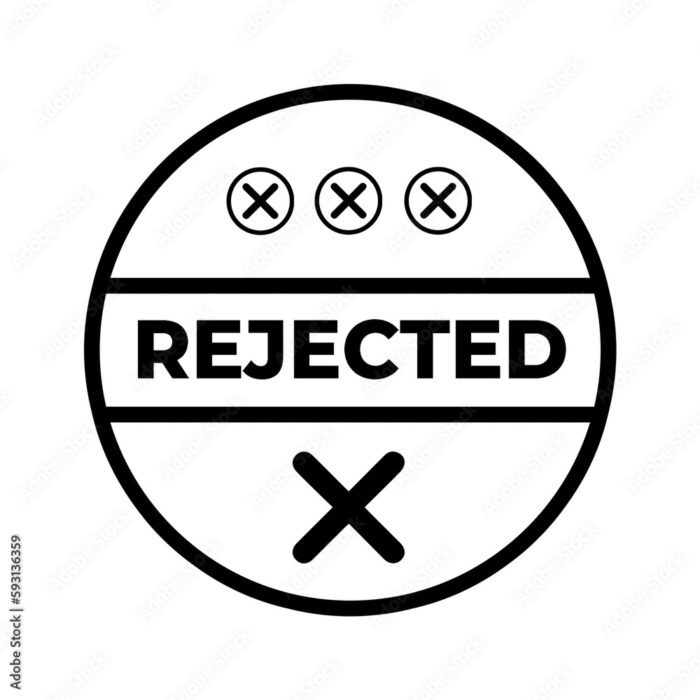 circle rejected stamp black design with cross mark icon transparent ...
