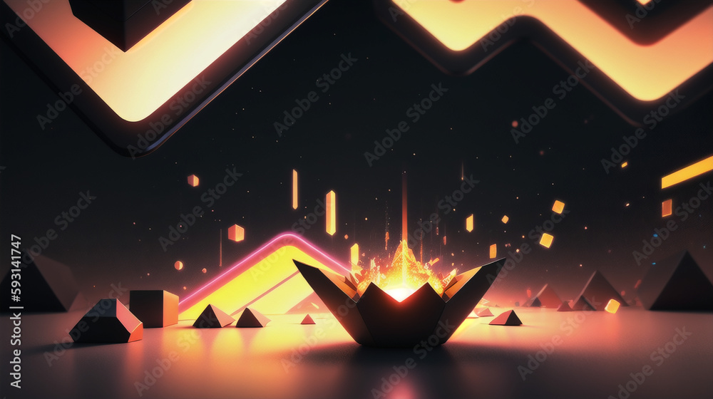 Beautiful abstract background, glowing yellow ai futuristic neural ...