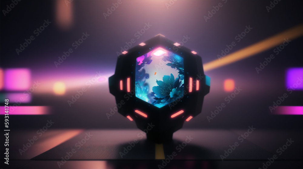 Futuristic computer orb display, artificial neural network futuristic ...