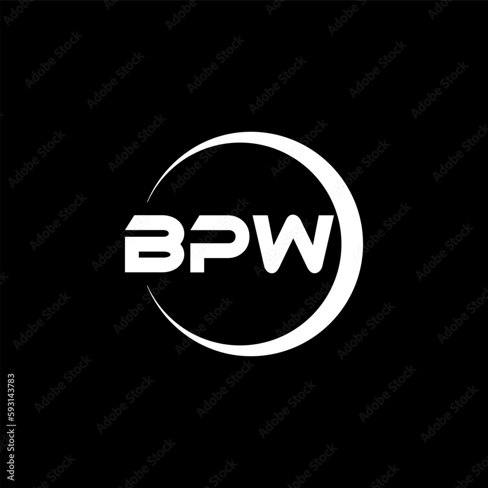 BPW letter logo design with black background in illustrator, cube logo ...