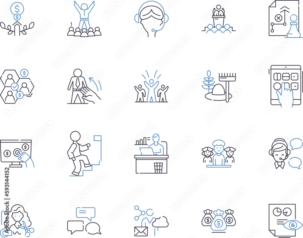 Employee progress outline icons collection. Employee, Progress, Development, Tracking ...