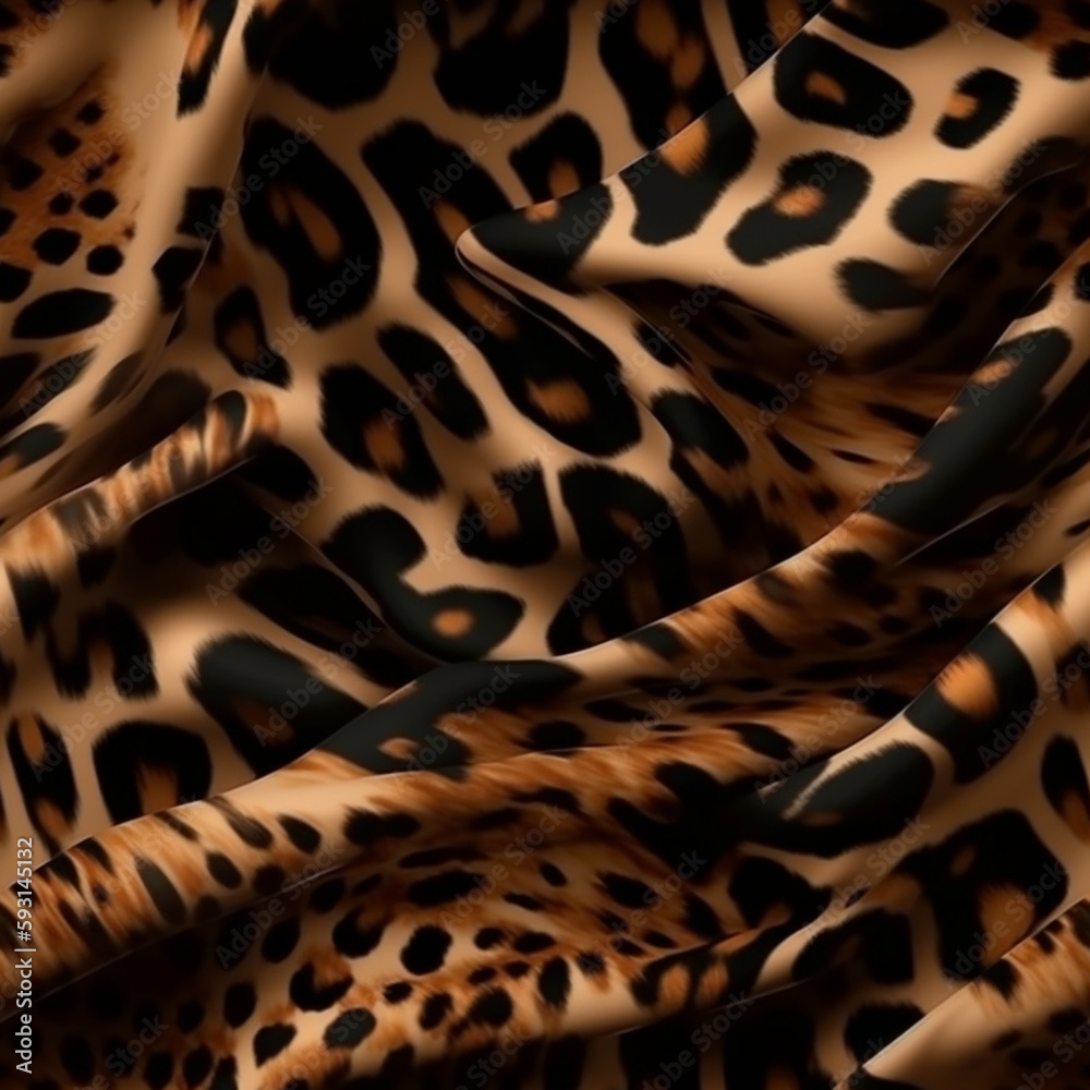 Luxury leopard themed style silk fabric, elegant seamless pattern ...