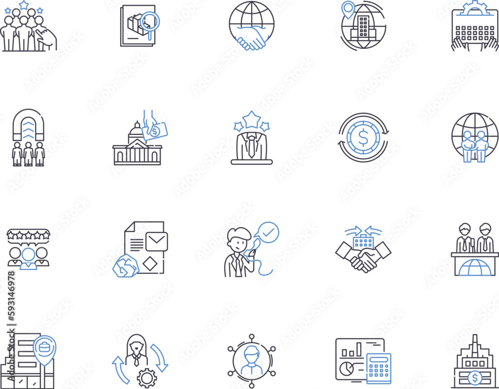 Globalization Outline Icons Collection Internationalization Interconnection Connection