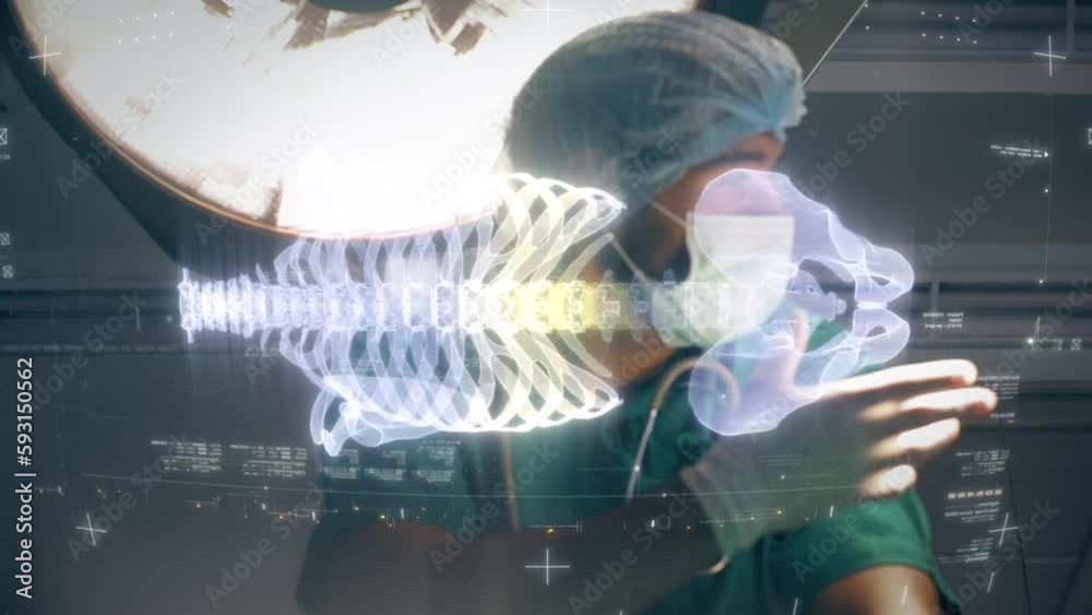 Futuristic biomedical concept of a doctor using advance holographic ...