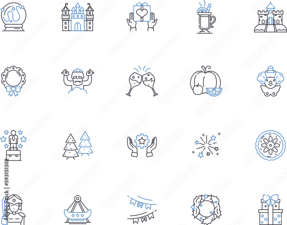 Celebrating people outline icons collection. Commemorate, Salute ...