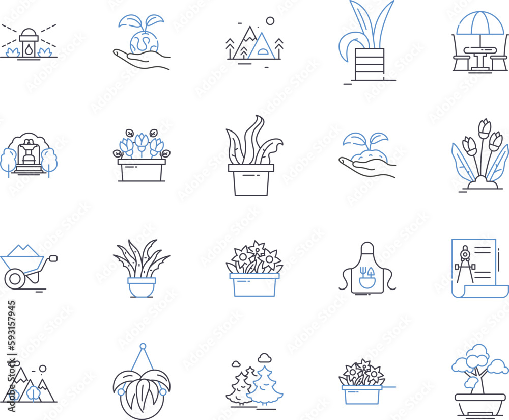 Garden and design outline icons collection. Landscaping, Gardening ...