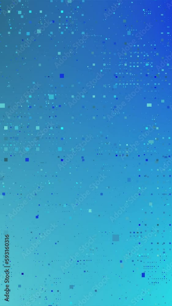 Blue gradient pixels blacks flying in parallax, animation animated ...