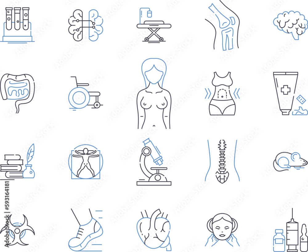 Hospital treatment outline icons collection. Medical, Care, Treatment ...