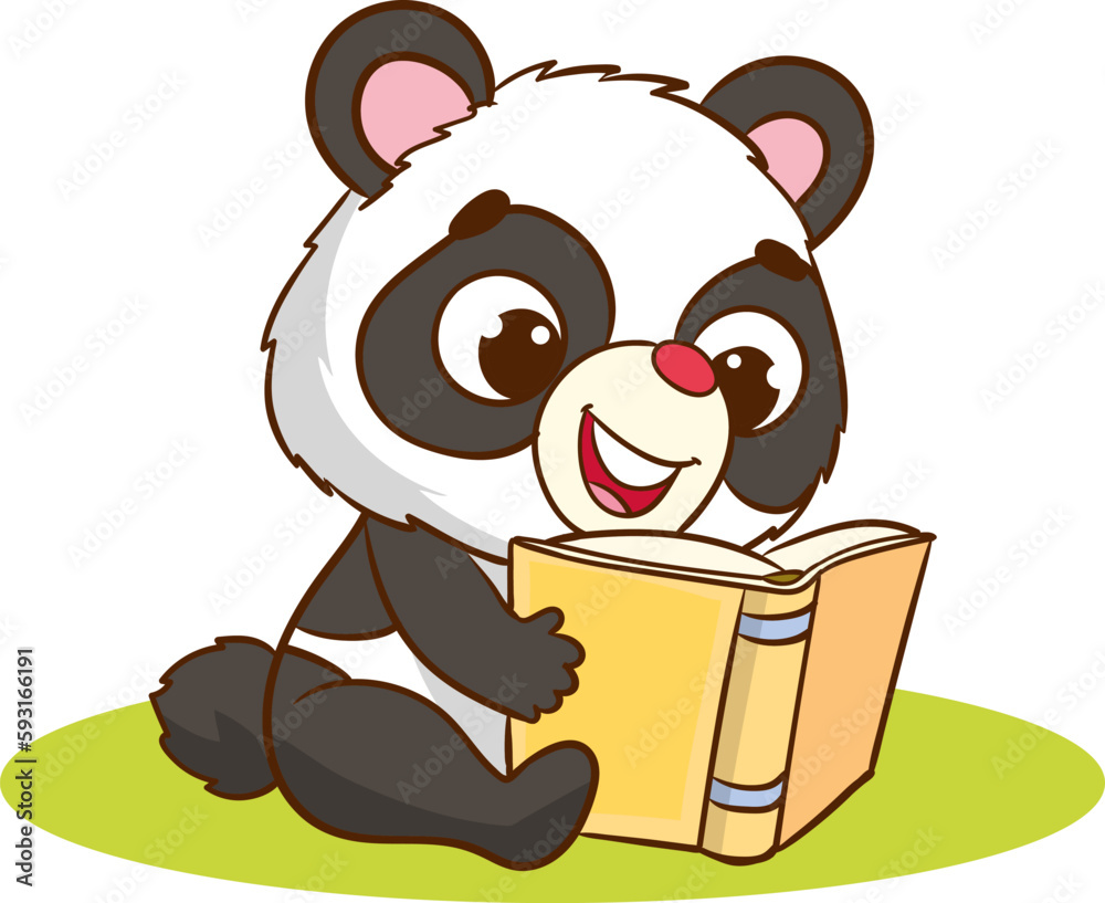 cute panda reading a book vector illustration Stock Vector | Adobe Stock