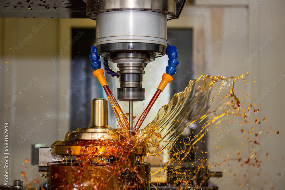 Poster Close up scene the CNC milling machine drilling the shell mold ...