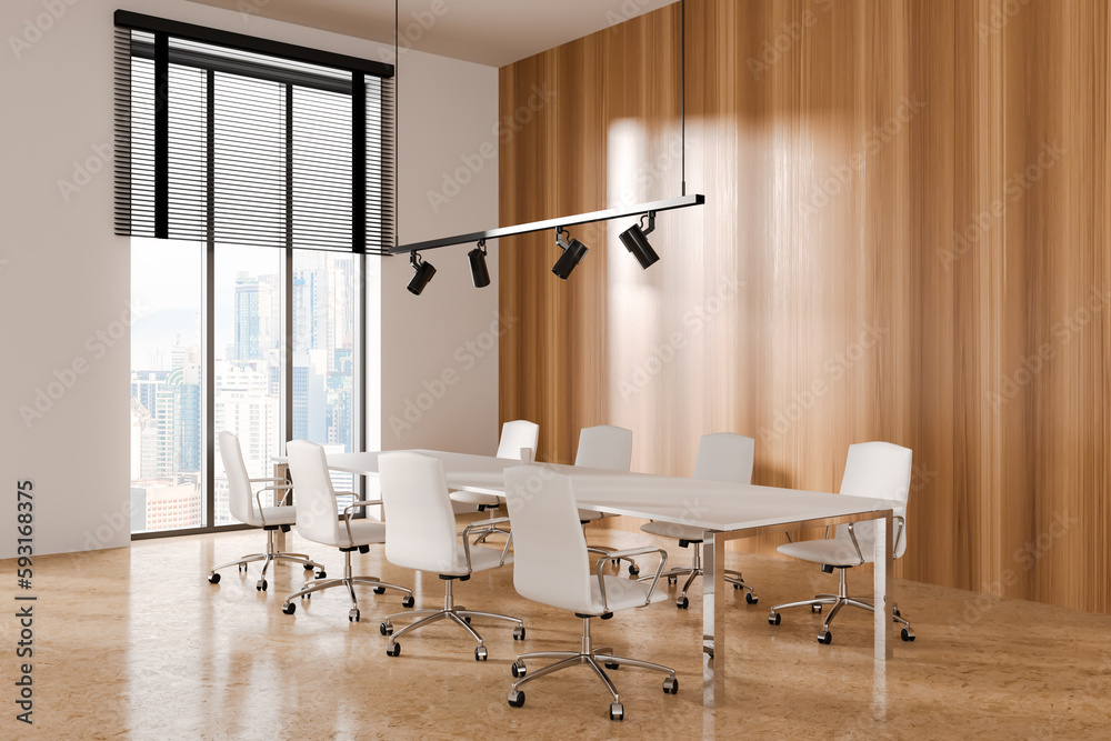 Light wooden and white office meeting room corner Stock Illustration ...
