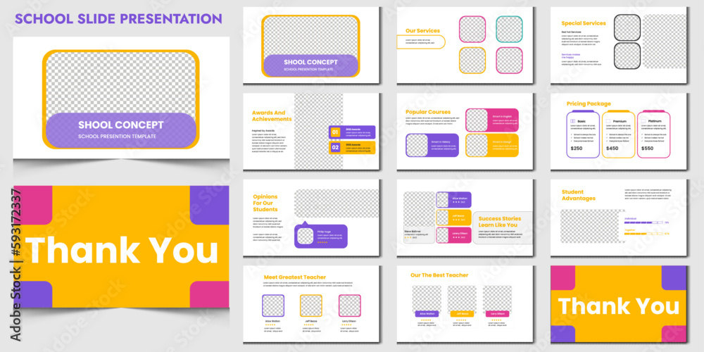 School PowerPoint presentation slide template design education profile ...