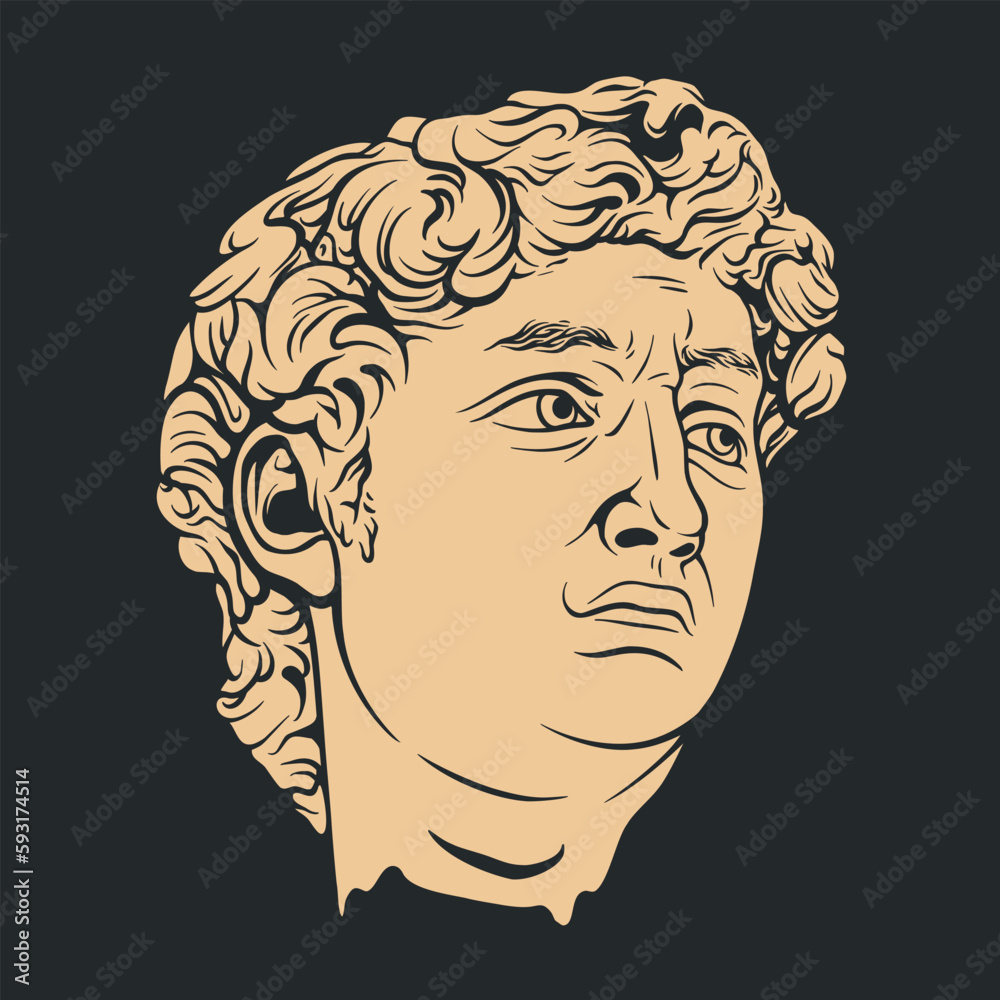 Vector line art of greek mythological ancient statue on a simple ...