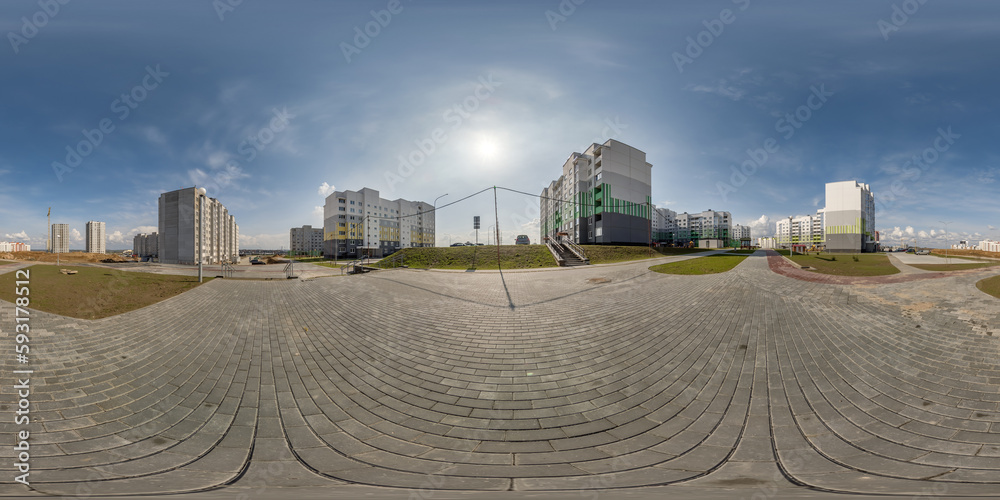 Stockfoto 360 hdri panorama view with skyscrapers in new modern ...