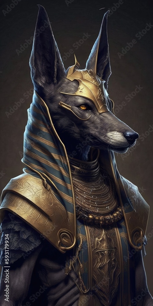 Anubis is portrayed as a jackal headed divinity from ancient Egypt. The ...