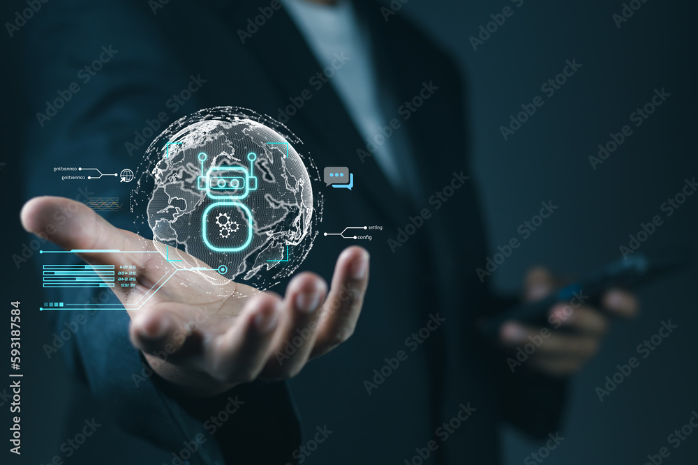 AI, Artificial Intelligence, technology smart robot AI, Businessman use ...