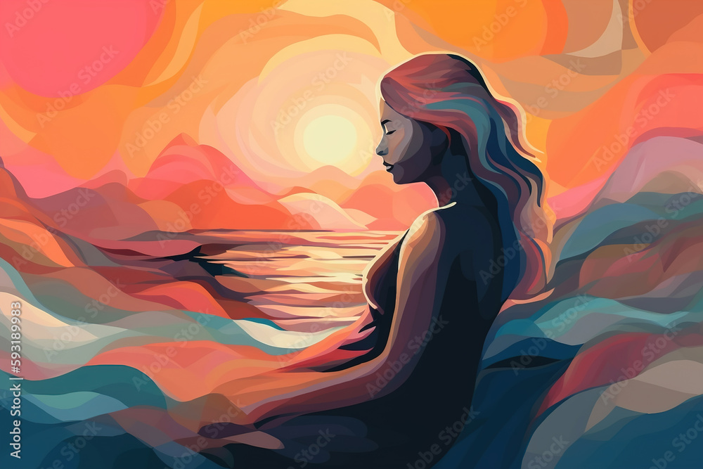 Female nature, mental health, calmness, meditation concept. Woman ...