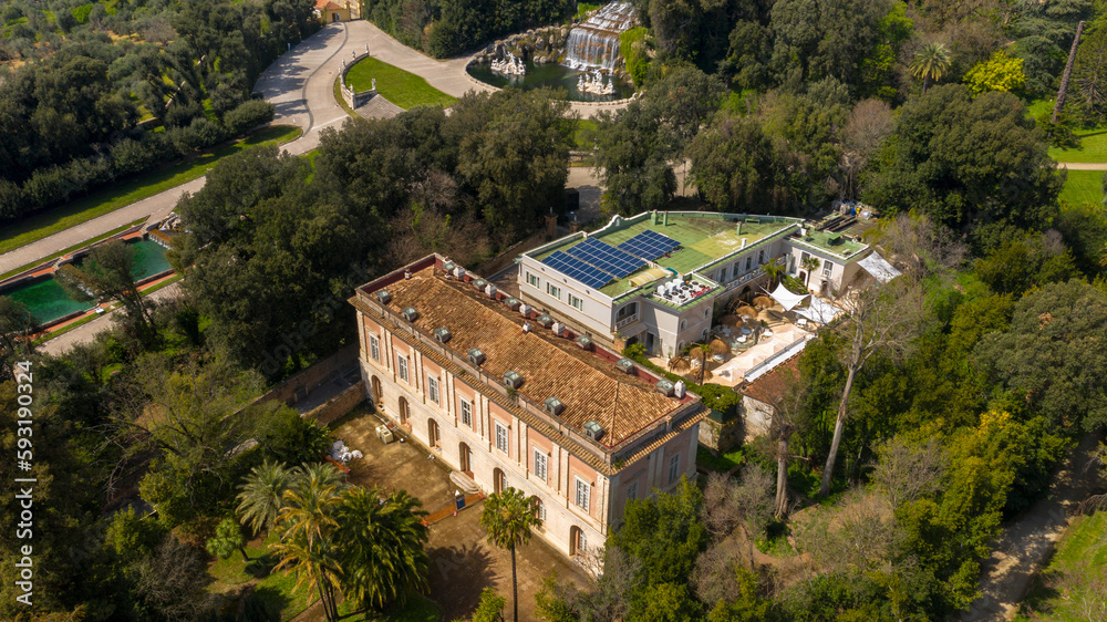 Aerial view of the palace of the Mulini Reali in the Royal Palace of ...