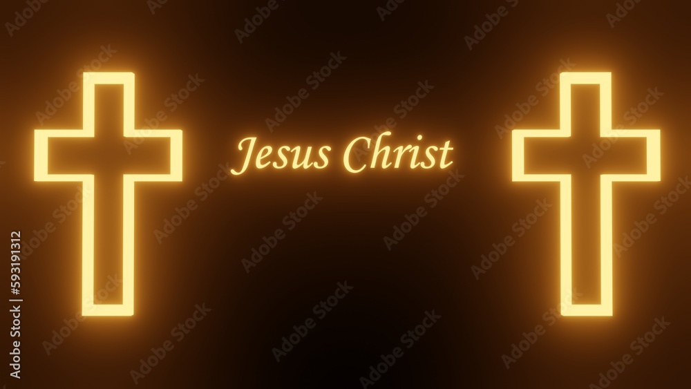 Jesus Christ and christian cross glowing Stock Illustration | Adobe Stock