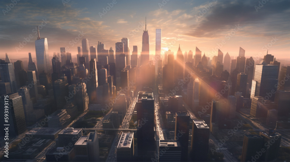 metropolis landscape in golden hues. a testament to the enduring appeal ...